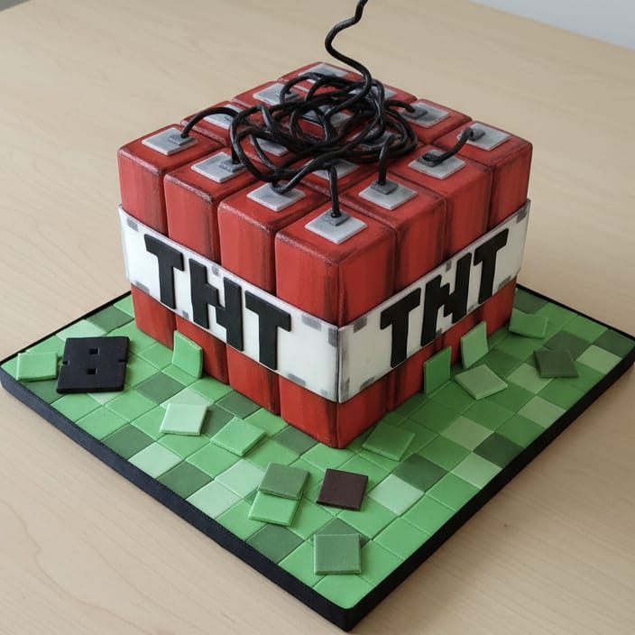 Minecraft TNT Cake - cakeinhouse.com